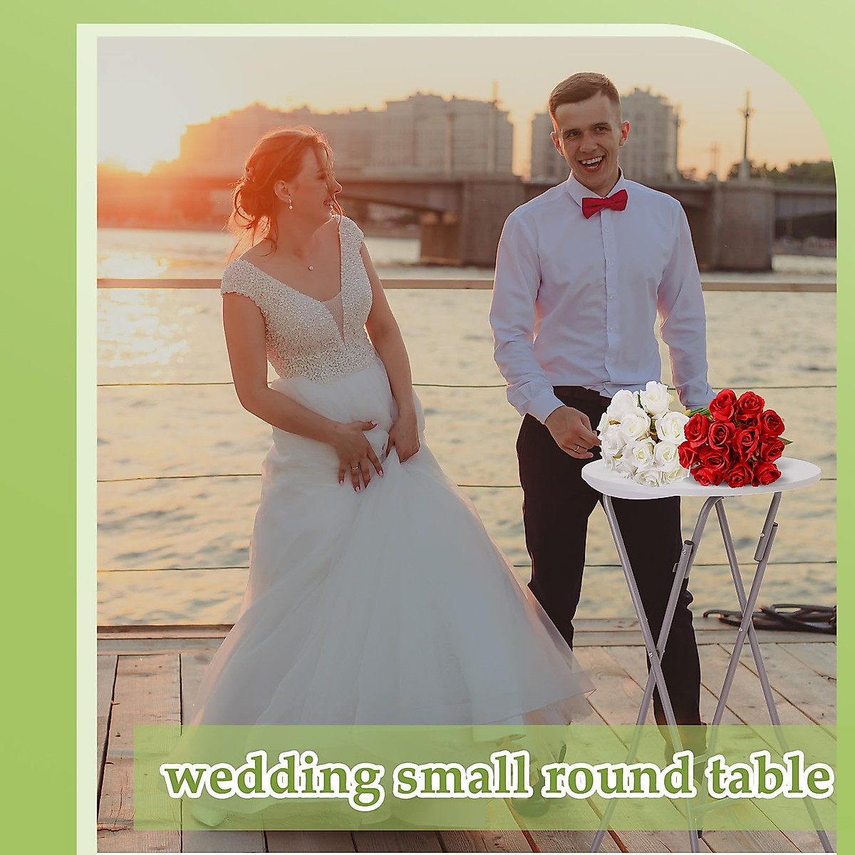 Hoteam 3 Pack Round Folding Table Round Cocktail Tables 23.6 x 44 Inch White High Top Table Portable Pub Bistro Highboy Furniture Table for Party, Backyard, Wedding, Indoor Outdoor Banquet, Events