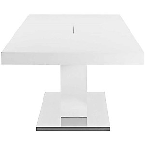 Modway Vector 71" to 95" Contemporary Modern Expandable Dining Table in White Silver