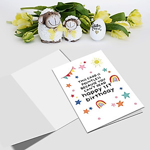 Nchigedy Cute Baby 1st Birthday Card - Happy First Birthday Card for Boy or Girl