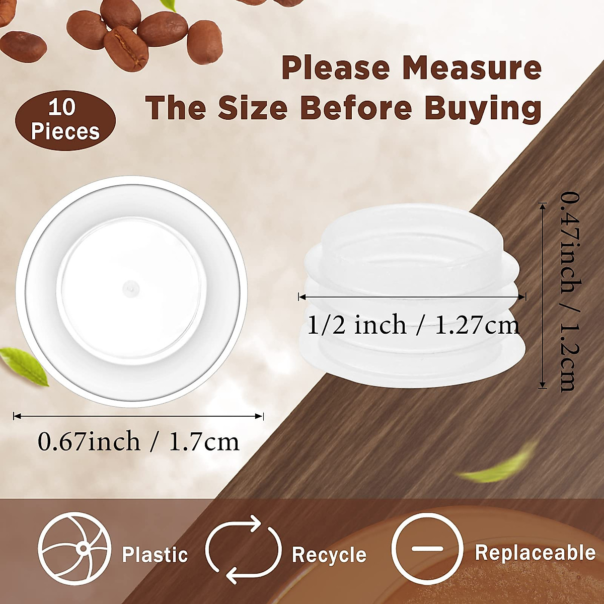 Salt and Pepper Shaker Stoppers Plastic Salt Shaker Plug Replacement Clear Replacement Stopper Salt and Pepper Shakers Plugs Round Plastic End Cap for Pots Bottles Pipes (10 Pieces,1/2 Inch)