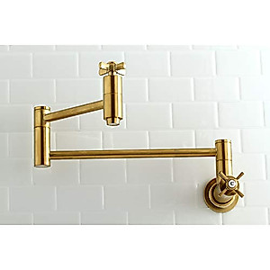 Kingston Brass KS8107ZX Wall Mount Pot Filler Kitchen Faucet, Brushed Brass, 13 x 5.06 x 8