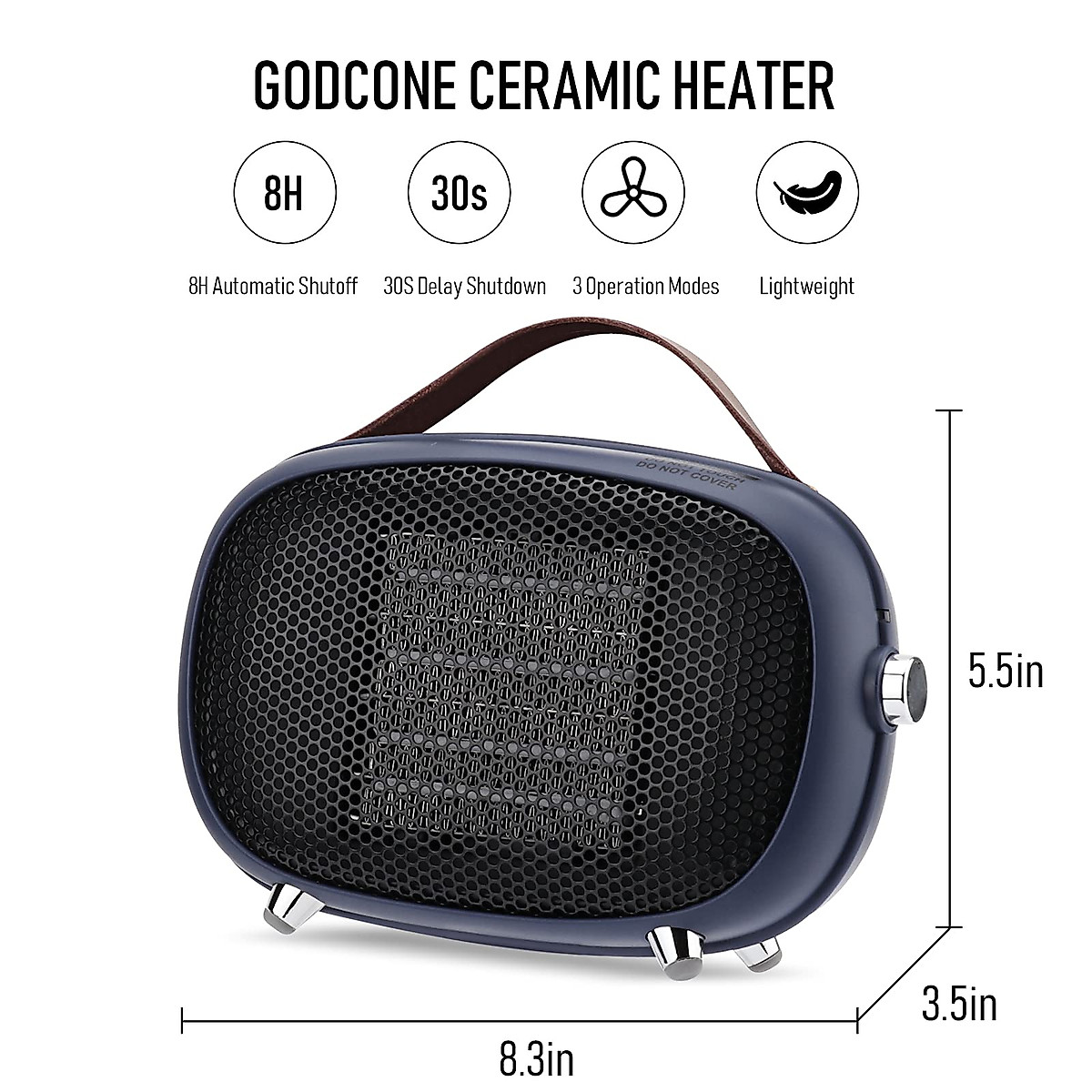 Small Space Heater Fan Portable Electric Space Heater for Bedroom with Tip-Over & Overheat Protection Mini Ceramic Heater for Office Desk Indoor Use