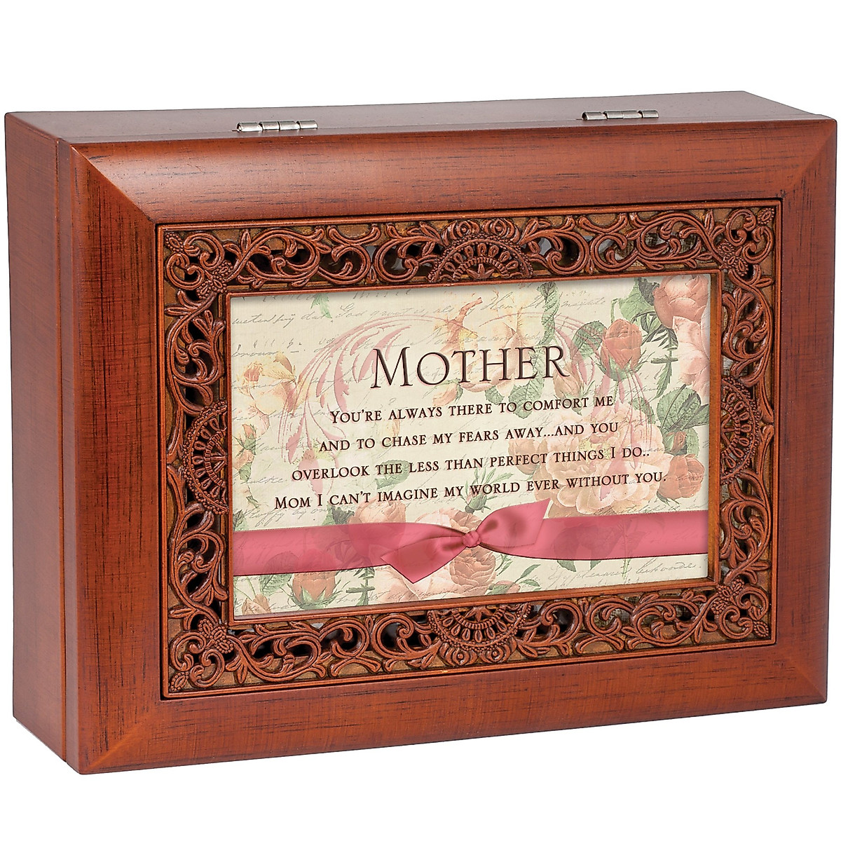 Cottage Garden Mother Woodgrain Ornate Music Box Plays Wind Beneath My Wings