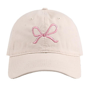 Bow-Tie Baseball Cap for Women Fashion Sun Hats for Women Trucker Hat Y2k Sun Cap Visor Cap Hiking Travel Trendy 2024 Beige/Pink