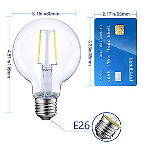 Energetic 12-Pack LED Globe G25 Dimmable Edison Light Bulb, 40 Watt Equivalent, 5000K,350LM, E26 Medium Screw Base, Christmas Light, G80 LED Edison Light Bulb, UL Listed…