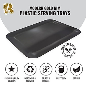 3 Pack Black Plastic Serving Tray for Party - Black Serving Tray 8 by 11 Inch - Dessert Trays for Food - Party Serving Trays for Entertaining - Premium Party Trays - Black Serving Platters