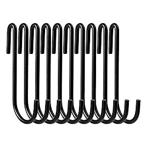 Vdomus pot rack hooks black S style for kitchen pot hanging, set of 10 (black)