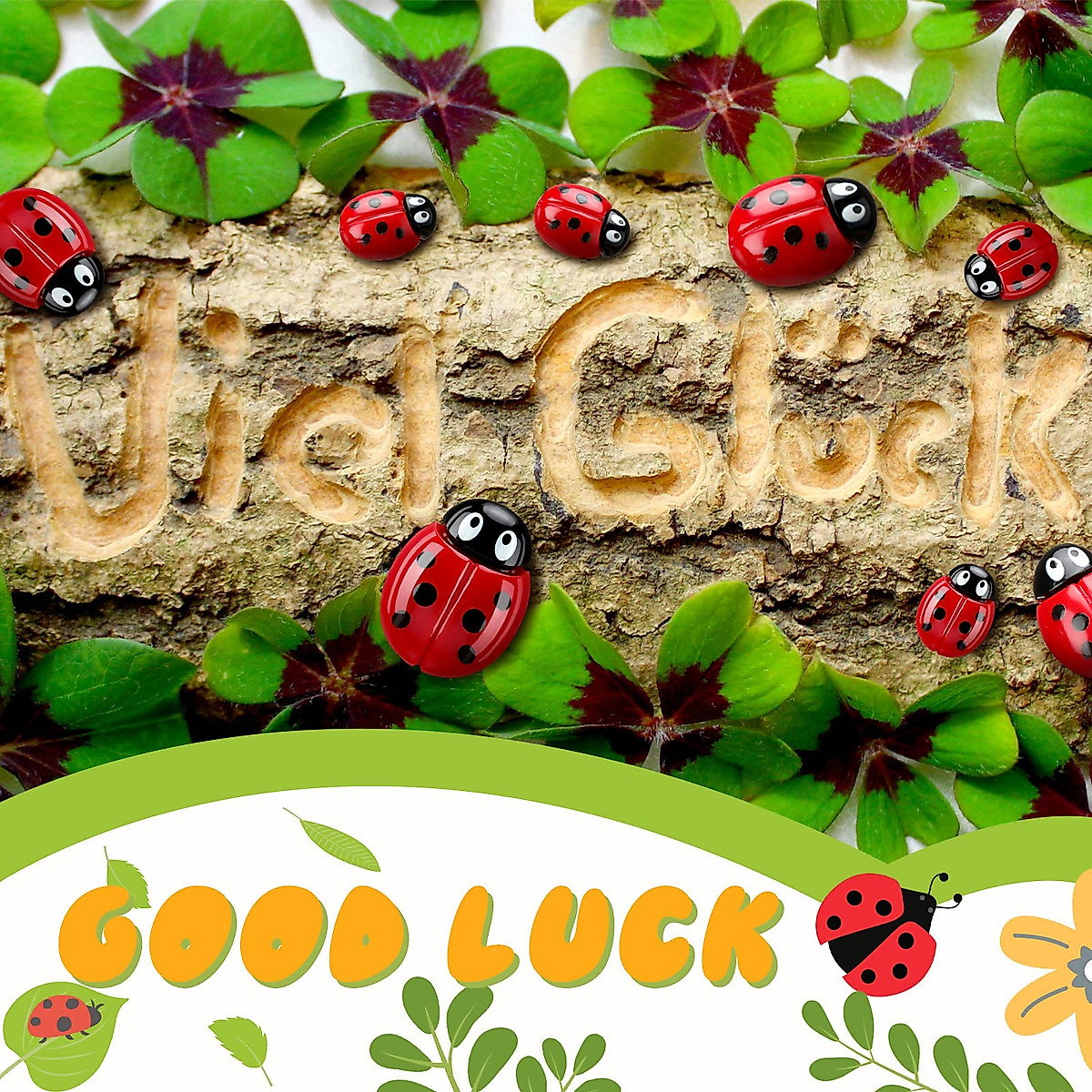 100 Pieces Tiny Resin Ladybugs Decor 0.55''-0.98'' 3 Size Plastic Ladybugs Shaped Embellishments Craft Ornaments Charms for Party Wreath Home Decoration