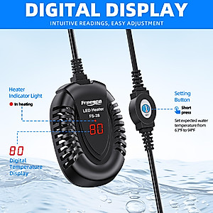 FREESEA Aquarium Fish Tank Heater: 100W Small Submersible Turtle Heater with Adjustable Temperature External Controller for Betta | Saltwater | Freshwater | 10-20 Gallon