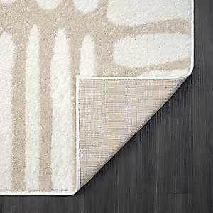 Abani Nuevo Collection Area Rug - Neutral Beige/Cream Abstract Design - 7'9" x 10'2" - Easy to Clean - Durable for Kids & Pets - Non-Shedding - Medium Pile - Soft Feel - Living Room, Bedroom & Office
