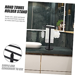 Hoement Towel Stand Wash Cloth Holder for Bathroom Black Kitchen Towel Holder Freestanding Towel Rack for Bathroom Stainless Steel