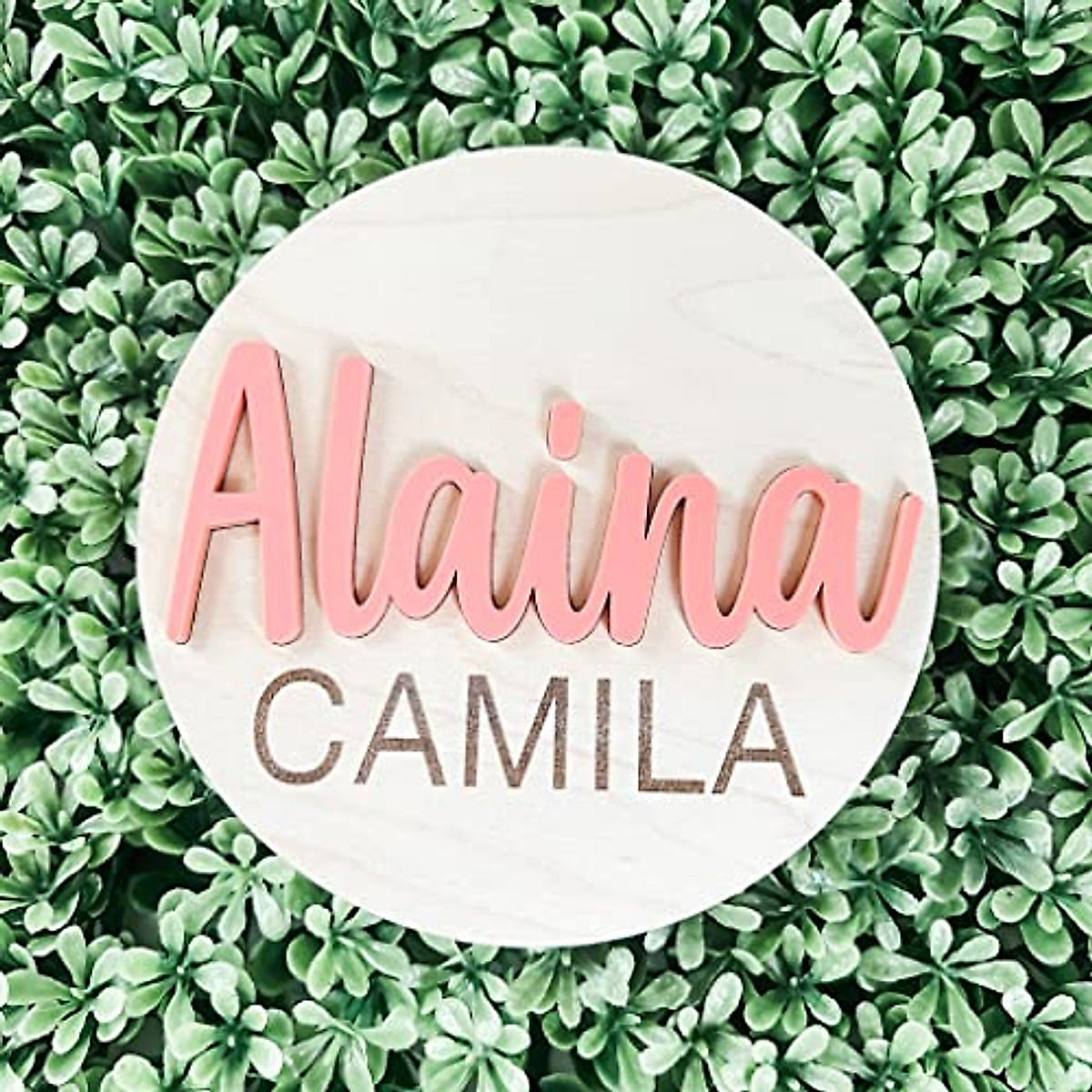 Imaginate Wooden & Acrylic Baby Name Announcement Sign - Custom Engraved 3D Baby Name Plaque - Birth Announcement - Modern Newborn Photo Prop - Hospital Name Sign - Personalized Newborn Gift - Keepsake