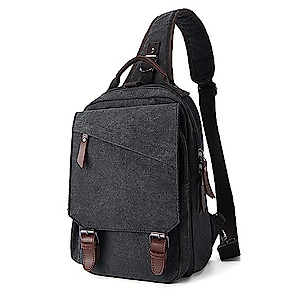 sling bag,canvas messenger bag for men,crossbody bag for women,Black