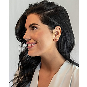 Altitude Boutique 18K Gold Plated Skinny Wire Midi Balance Bar Stud Earrings Hypoallergenic Long Bar Earrings in Gold, Rose Gold, or Silver | Delicate Jewelry (Gold, 10mm)