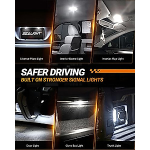 SEALIGHT 194 LED Bulbs 6000K White, 168 2825 T10 W5W 3030 Bright Chips, Dome Light, Map Door Courtesy License Plate Pack of 10