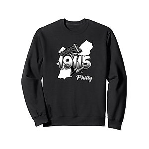 Philadelphia Silhouette with Zip Code 19115 and Liberty Bell Sweatshirt