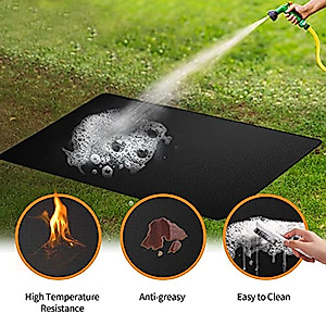 Hipiere Under Grill Mat - 48 x 30 inch Grill Mat & Fire Pit Mat | Grill Mats for Outdoor Grill Deck Protector | Durable Grill Mat for Deck & Fireplace Mat Fireproof | Oil-Proof & Easy to Clean