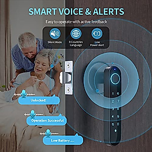 ENOKER Fingerprint Door Lock Knob - Keyless Entry Door Lock with Handle 100 Fingerprints/IC Cards/Passcodes/Keys, Smart Electronic Biometric Door Knob Deadbolt Keypad for Bedroom Home Office Apartment