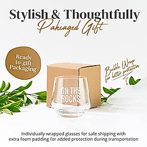 Personalized Whiskey Glass Engraved with Your Custom Text -12oz Customized Glass for Old Fashioned, Cocktails or Bourbon (13oz Whisky Rock)