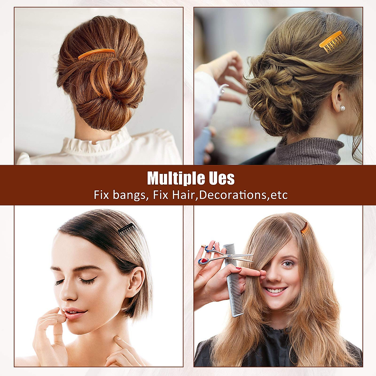 Chuangdi 32 Pieces French Hair Side Combs Set Plastic Twist Comb with Hair Clip Bridal Wedding Veil Accessories for Girls Women(9/11/17/23 Teeth)