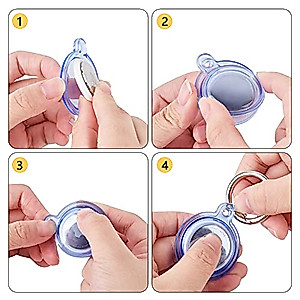 AirTags Case, AIRSPO 4 Pack Airtag Finder Protective Cover Clear TPU Waterproof Anti-Scratch Apple AirTags Holders with Keychain（Purple+Pink+Green+Blue