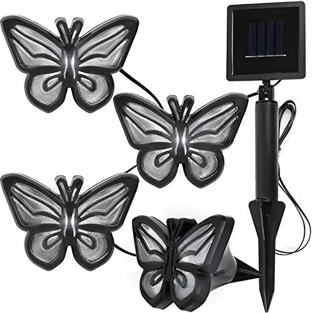 Solar Lights Outdoor Decorative Butterfly Solar Pathway Lights Garden Decor LED Yard Decor (Cool White - Set of 4)