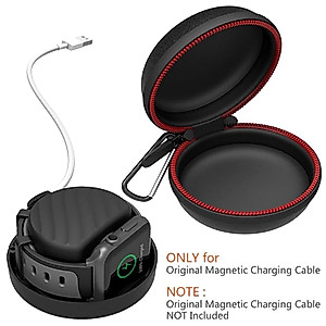 HALLEAST Travel Case for Apple Watch Charger, Portable Carrying EVA Charging Dock Holder for 42mm 44mm 45mm 46mm iWatch Series 10/9/8/SE2/7/SE/6/5/4/3/2/1, with Night Stand Mode, Black