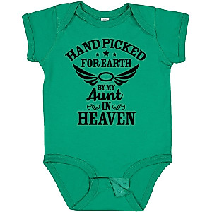 inktastic Handpicked for Earth By My Aunt in Heaven with Angel Wings Baby Bodysuit Newborn Kelly Green 3726b