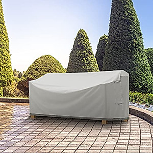 Umbrauto Outdoor Patio Sofa Cover Heavy Duty 600D Waterproof Anti-Fading Outdoor Couch Cover Patio Furniture Cover with Upgrade Air Vent, Grey