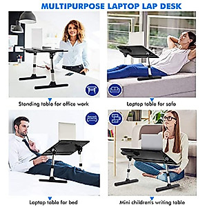 Laptop Bed Tray Table, Adjustable Foldable Bed Desk for Laptop with Storage Drawer Phone Holde for Eating, Working, Writing, Drawing - Fits Up to 17" Laptops (Black)