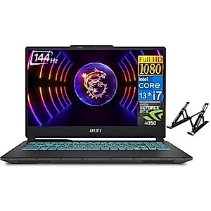 MSI Cyborg Gaming Laptop 2023 Newest, 15.6" FHD 144Hz Display, 13th Gen Intel Core i7-13620H, NVIDIA GeForce RTX 4050 Graphics, 32GB DDR5 RAM, 1TB SSD, Wi-Fi 6, Windows 11 Home, with Laptop Stand