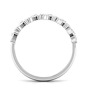 Rosec Jewels Certified Moissanite Cluster Half Eternity Band Ring for Women, D-Vs1 Quality, Anniversary Ring, Ready to Gift, 14K White Gold, Size:US 13.00