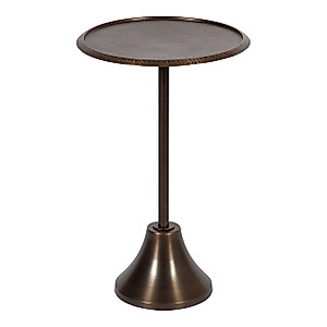 Kate and Laurel Sanzo Modern Pedestal Side Table, 15 x 15 x 24, Bronze, Decorative End Table with Hammered Tabletop for Use as a Bedroom Nightstand or Living Room Accent