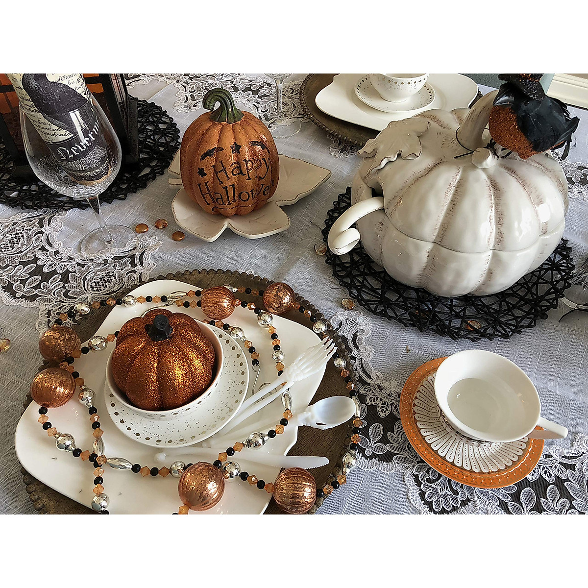 Skeleton Shaped Plastic Silverware Set Plasticware: Reusable, Dishwasher Safe, Non Toxic, Heavy Duty Forks Spoons & Knives (Place Setting for 6-18pcs Total)