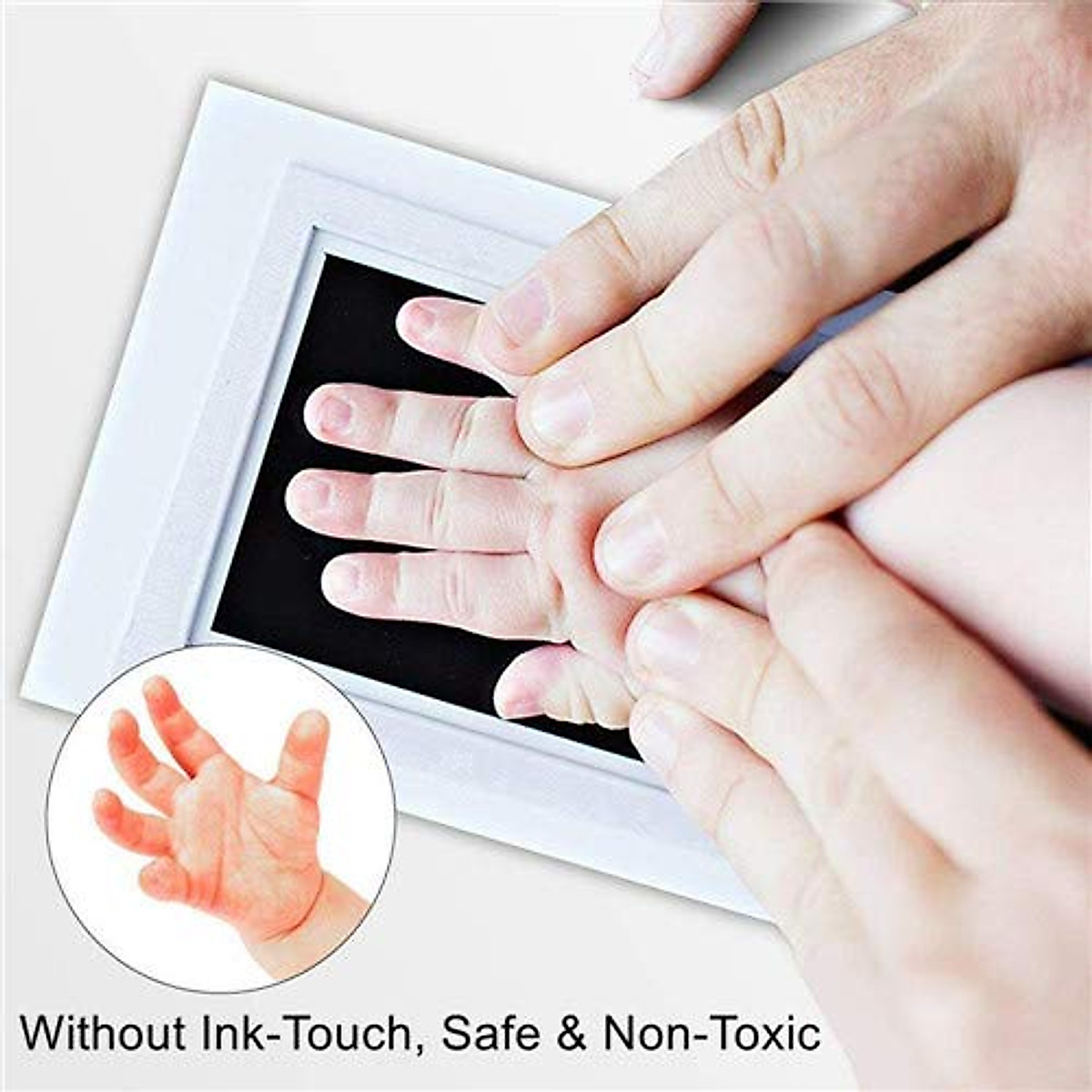 Baby Ink Hand and Footprint Kit, Newborn Handprint Photo Frame Kit with 2 Clean-Touch Ink Pad, Gender-Neutral Baby Keepsake, Baby Foot and Hand Mold Kit, Baby Nursery Décor for New and Expecting