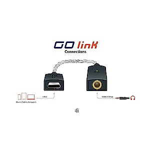iFi GO link - DAC & Amplifier - USB-C to 3.5mm Adapter - Improve Headphone Sound from any Device - Gold-plated 3.5mm Headphone Socket – Flexible Cable - Supports Hi-Resolution 32-bit/384kHz/DSD256/MQA