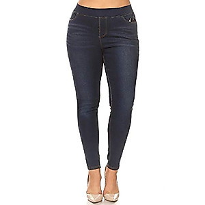 Jvini Women's Pull-On Skinny Jeans Stretch Skinny Denim Jeggings Classic Dark Blue Size 3XL