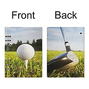 Golf Sport Notebook Cover 6-Ring Binder Portable Planner Book Loose-Leaf Cover for Home Office