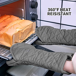 ARCLIBER Oven Mitts and Pot Holders Sets, 4PCS Heat Resistant Oven Mitts and Hot Pads for Kitchen, Non-Slip Oven Mitts and Rubber Pot Holders for Kitchen Cooking, Baking, Grilling, BBQ