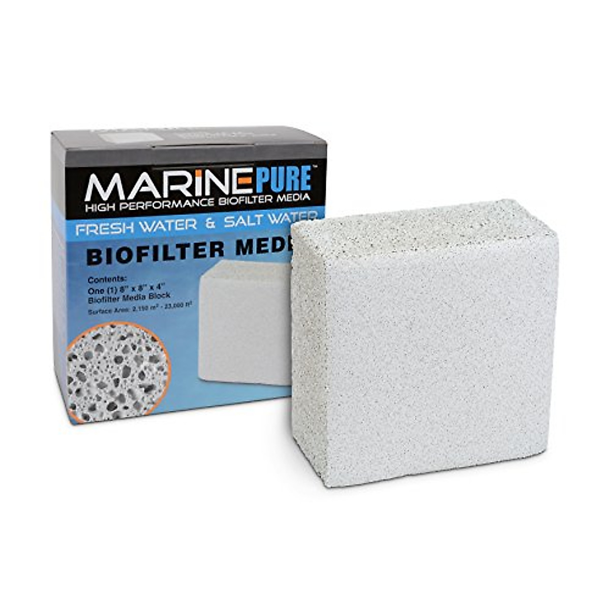 CerMedia MarinePure Block Bio-Filter Media for Marine and Freshwater Aquariums, 8 by 8 by 4-Inch