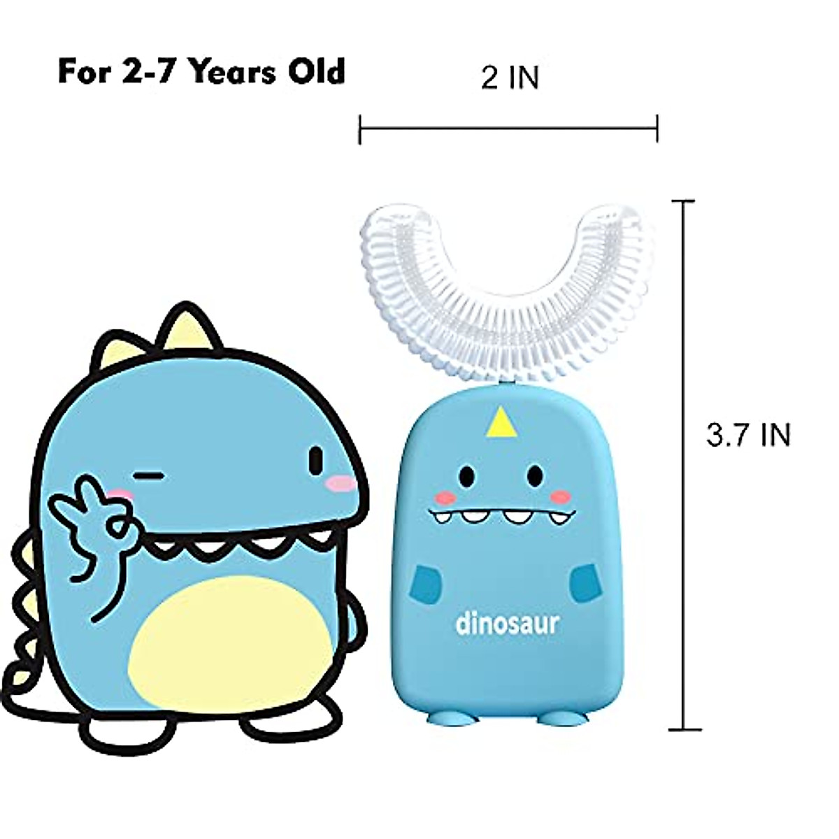 FLINEVE Manual Toothbrush with U-Shaped Bristles Food Grade Silicone Toothbrush Head for Kids 2-7 Years (Blue)