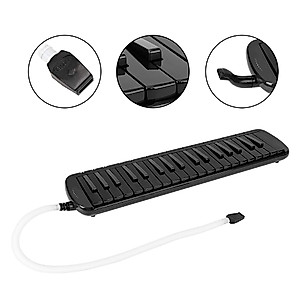 Melodica, 37 Key Melodica Blowpipe Wind Musical Instrument Suitable for Beginner Practice + Bag F37s(Black)