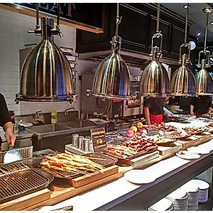 Buffet Restaurant Heat Lamp Food Warmer, Kitchen Chandelier for Hot Hot Hot Pizza and Fried Pizza and Commercial Thick Stainless Steel Food Storage Heating Lamp, 3 Packs (Color : Brown)