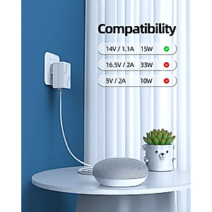 15W 14V AC Charger Fit for Google Nest Hub (2nd Gen), Google Home Hub, Replacement Display Power Adapter Supply Cord (Not Fit for 24V Google Nest Hub Max Display and 16.5V Google Home Speaker)