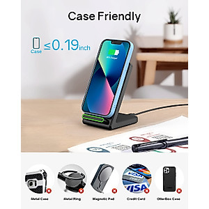 CIYOYO Wireless Charger, 15W Fast Wireless Charging Stand, Wireless Charging Station for iPhone 15 14 13 12 11 Pro Max Plus XS XR X 8 [Adapter Included]