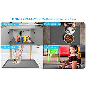 ONNIXZ Under Sink Mat for Kitchen Waterproof - 34" X 22" Strong Silicone Under Sink Liner with Drain Hole, Sink Cabinet Protector Mats for Kitchen & Bathroom, Under Sink Drip Tray Mat for Leaks Spills