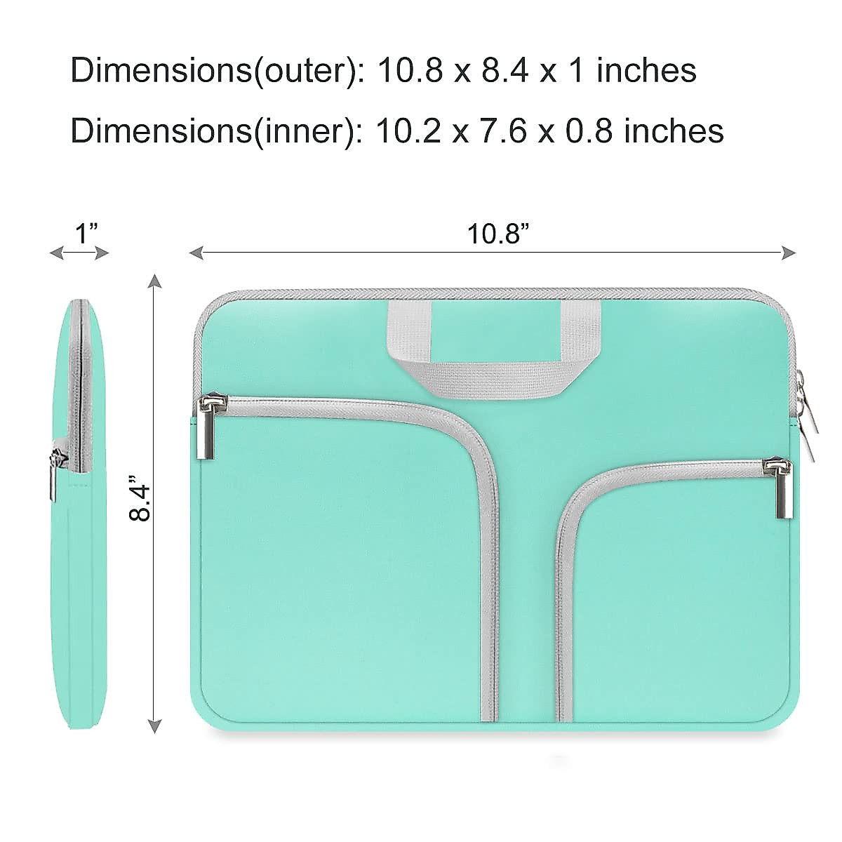 HESTECH 10 Inch Laptop Case with Handle,Tablet Sleeve Case Protective Cover Carrying Bag for Chromebook Duet 10.1"/11Inch IPad Air M2/9.7 10.5 11 Inch IPad Pro/Samsung Galaxy Tab 10.1 S6 Lite,Green