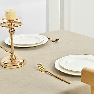 Hiasan Faux Linen Rectangle Tablecloth - Wrinkle and Stain Resistant Washable Table Cloth for Kitchen Dining Room Holiday Table Cover for Party Dinner, Beige, 54 x 108 Inch