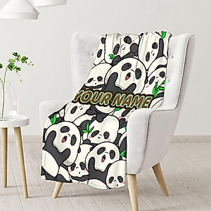 Custom Panda Blanket Gift - 60x80 Inches Cute Blankets for Women & Adults - White Soft Fuzzy Throw for Bed, Couch & Living Room