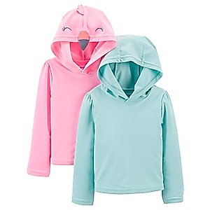Simple Joys by Carter's Girls' Baby and Toddler 2-Pack Rashguards, Aqua Blue/Pink, 3T